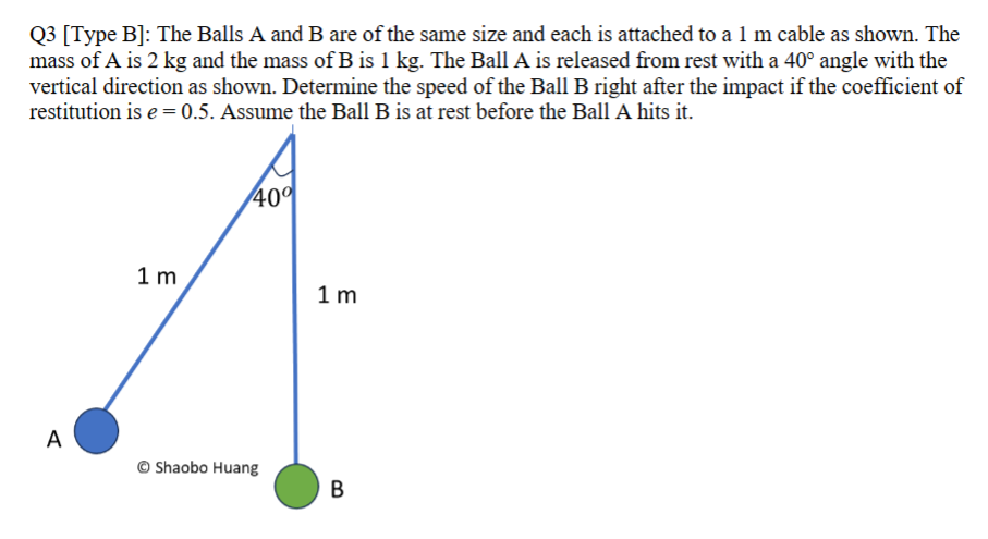 Solved Q3 [Type B]: The Balls A and B are of the same size | Chegg.com