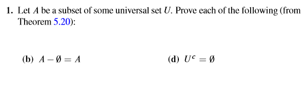 Solved 1. Let A be a subset of some universal set U. Prove | Chegg.com