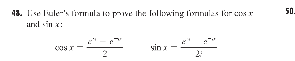 Solved 50. 48. Use Euler's formula to prove the following | Chegg.com