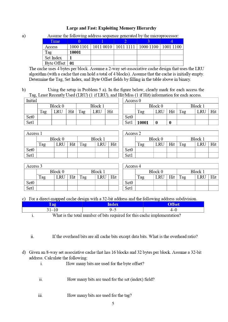Solved 0 Large and Fast: Exploiting Memory Hierarchy Assume | Chegg.com