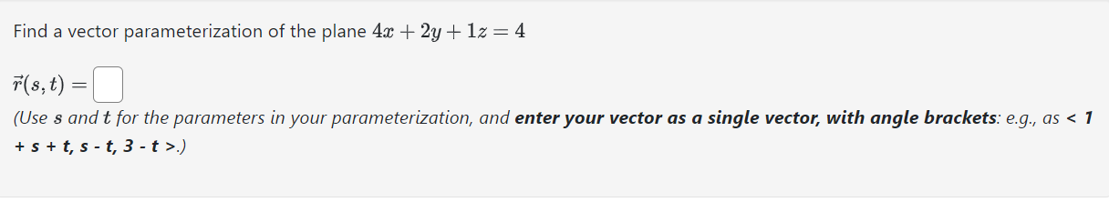 Solved Find A Vector Parameterization Of The Plane