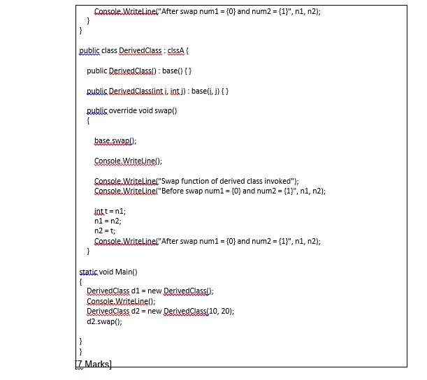 Solved 6. What are access modifiers in C# ? [7 Marks) 7. | Chegg.com