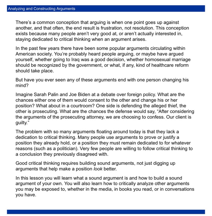 Solved You must now construct your own argument. Follow the | Chegg.com