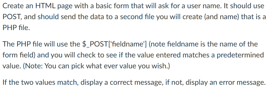 Solved Does anyone know how to create an HTML page that asks | Chegg.com
