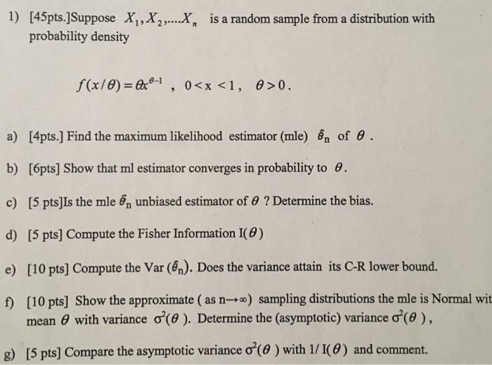 Solved Suppose X_1, X_2, ...X_n is a random sample from a | Chegg.com