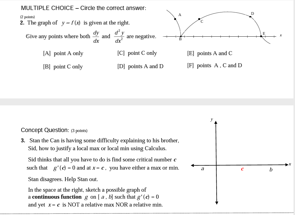 Solved MULTIPLE CHOICE - Circle the correct answer: (2 | Chegg.com