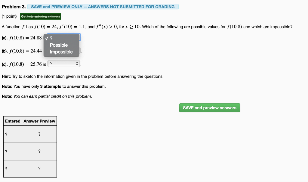 Solved Problem 3. SAVE and PREVIEW ONLY -- ANSWERS NOT | Chegg.com