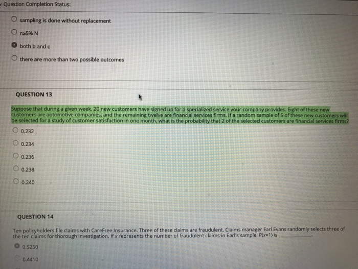 Solved s Question Completion Status: O sampling is done | Chegg.com