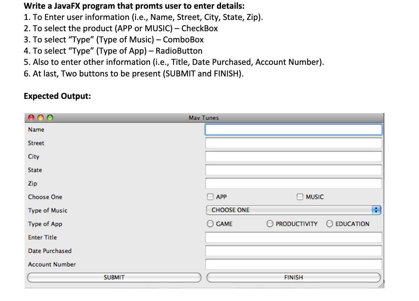 Solved Write a JavaFX program that promts user to enter | Chegg.com