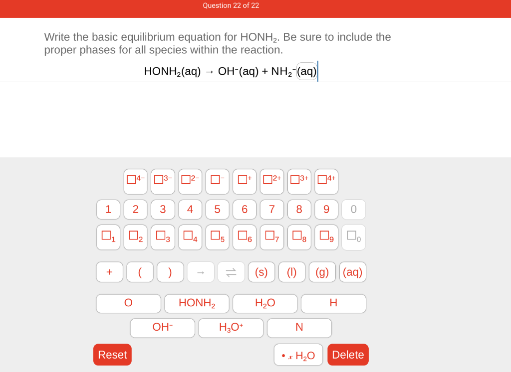 Solved Write the basic equilibrium equation for HONH2. Be | Chegg.com