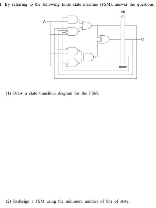 Solved 1. By referring to the following finite state machine | Chegg.com