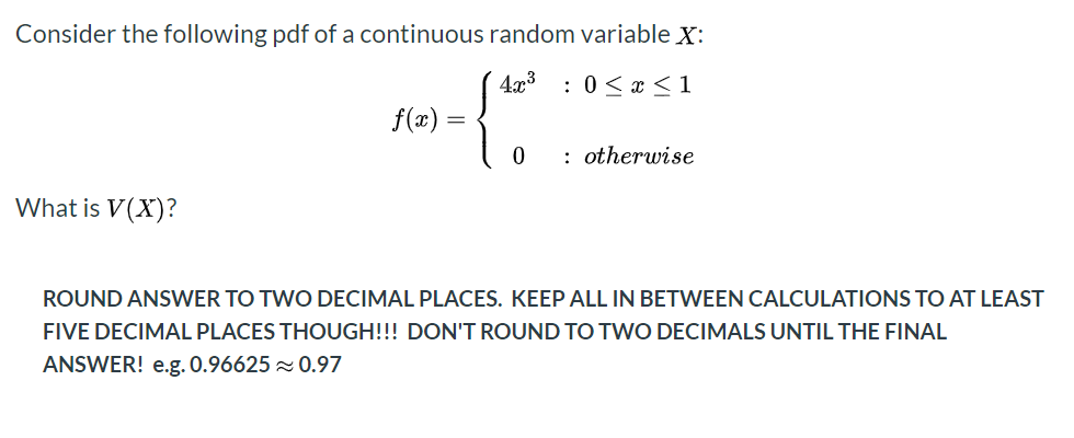 Solved Consider the following pdf of a continuous random | Chegg.com