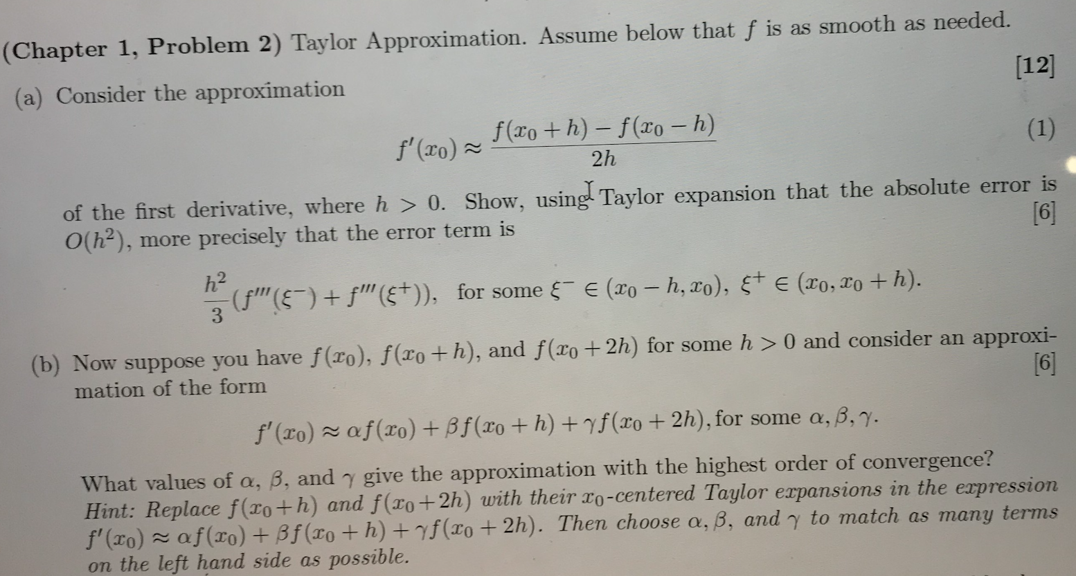 Solved (Chapter 1, Problem 2) Taylor Approximation. Assume | Chegg.com