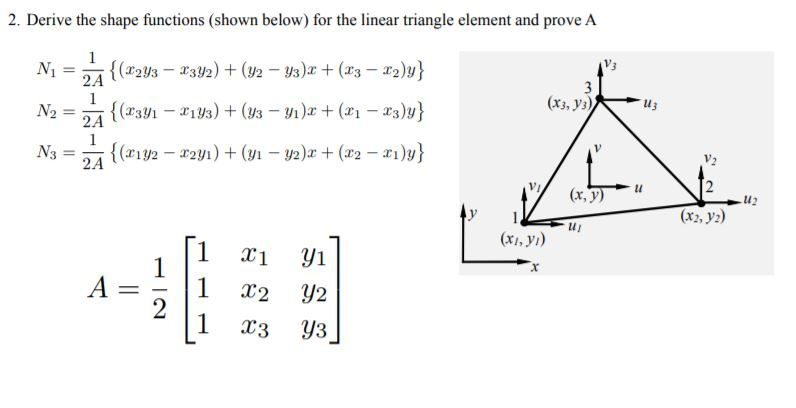Solved 2 Derive The Shape Functions Shown Below For The 