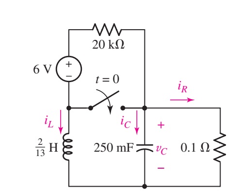 Solved Write the value of vC (t ) for t > 0 in the given | Chegg.com