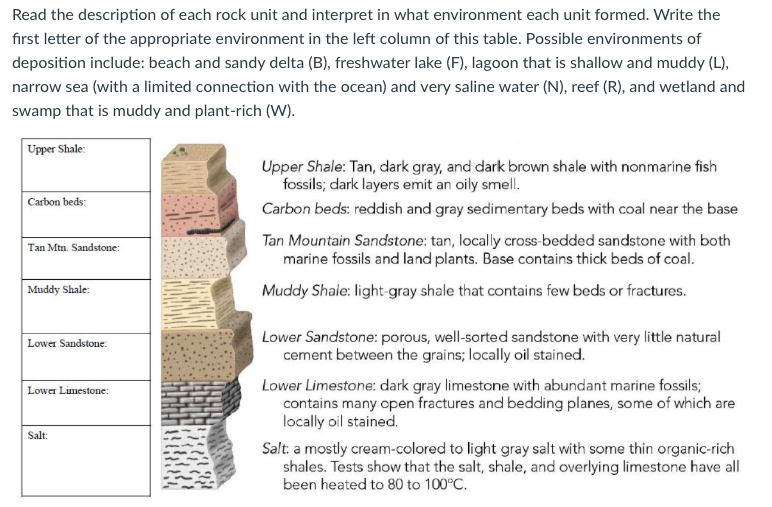 Solved Read the description of each rock unit and interpret | Chegg.com