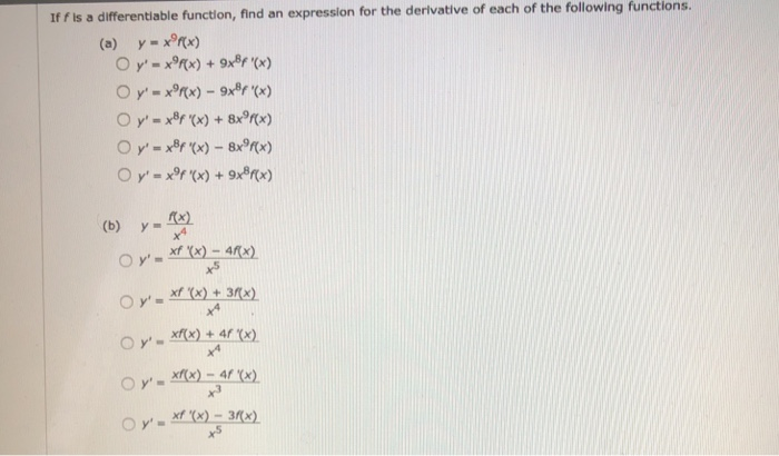 Solved If f is a differentiable function, find an expression | Chegg.com