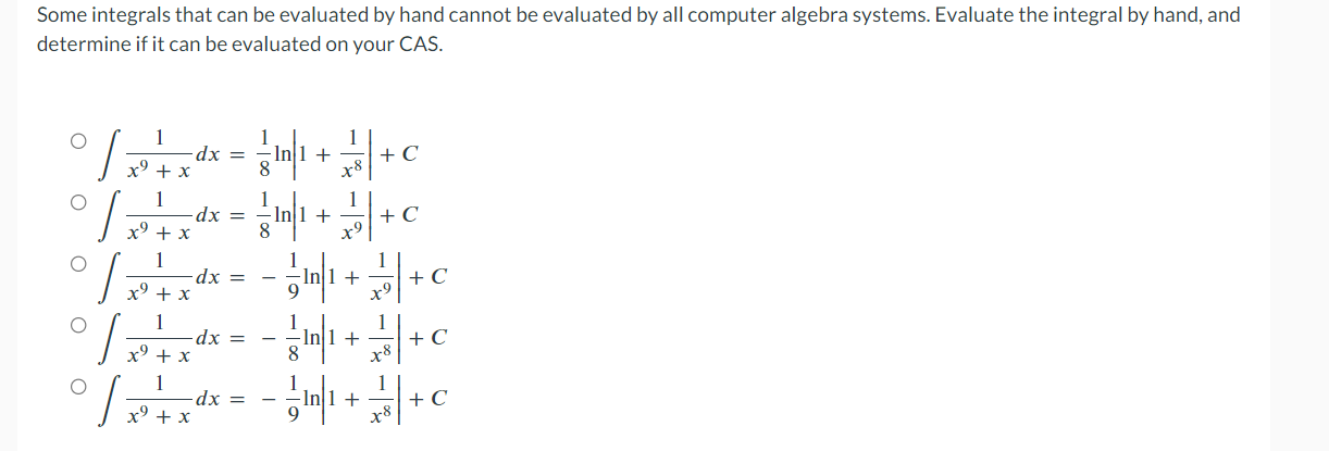 Solved Some integrals that can be evaluated by hand cannot | Chegg.com