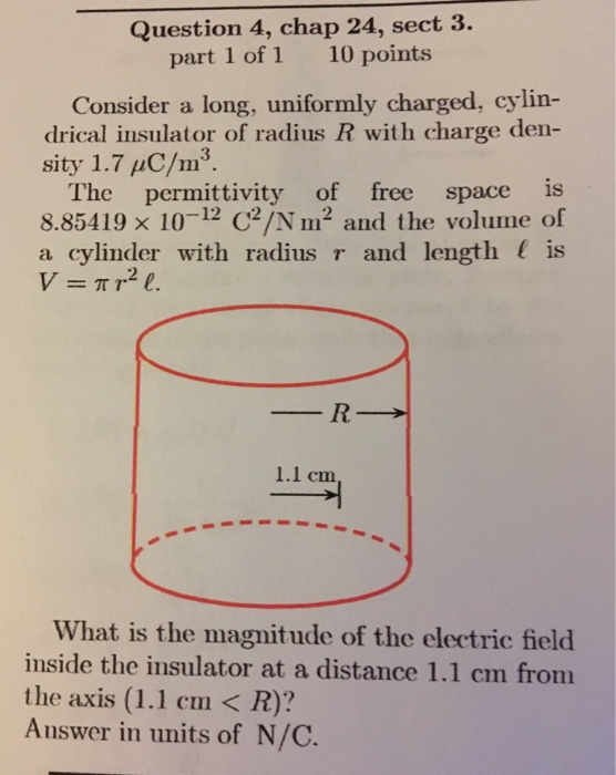 Solved Consider a long, uniformly charged, cylindrical | Chegg.com