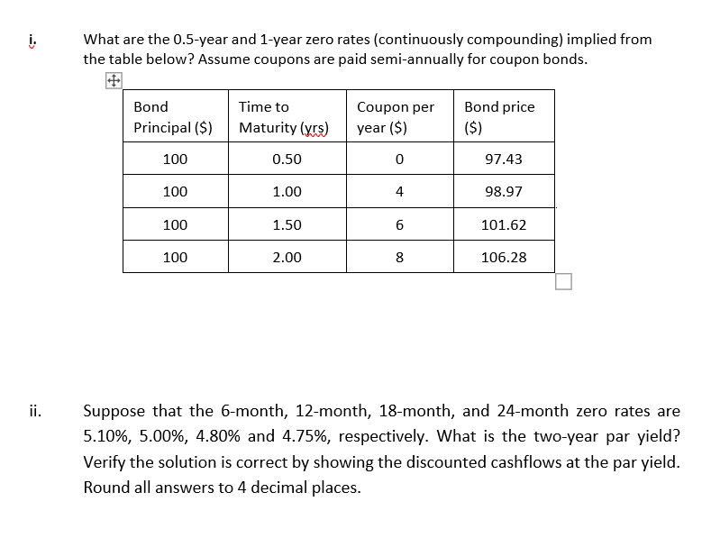 Solved What are the 0.5 -year and 1-year zero rates | Chegg.com