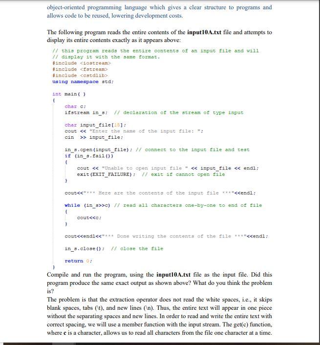 Solved object-oriented programming language which gives a | Chegg.com