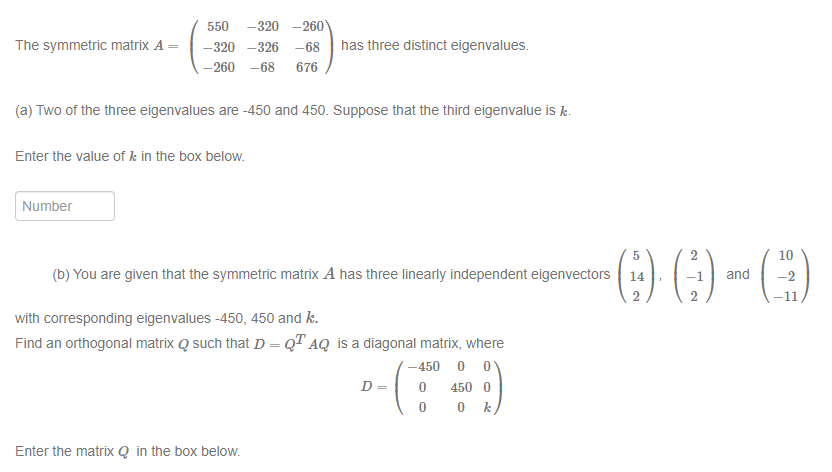 Solved The symmetric matrix | Chegg.com