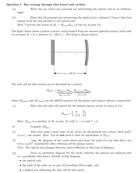 Question 1 Ray tracing through thin lenses and | Chegg.com
