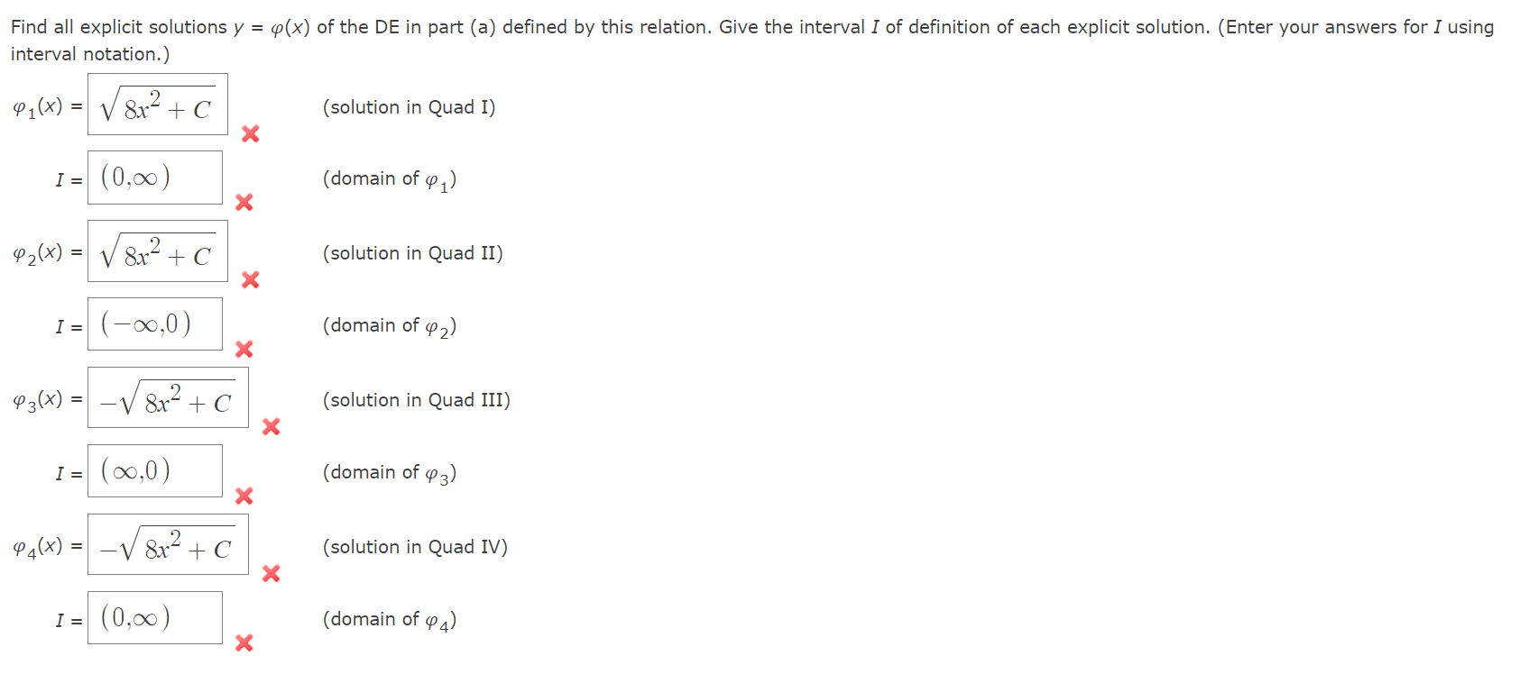 Solved (a) Verify that 8x2 - y2 = = c is a one-parameter | Chegg.com