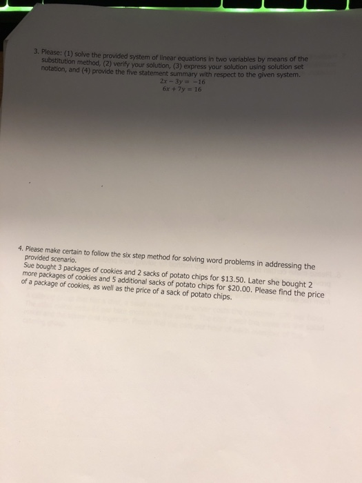 Solved 3. Please: (1) solve the provided system of linear | Chegg.com