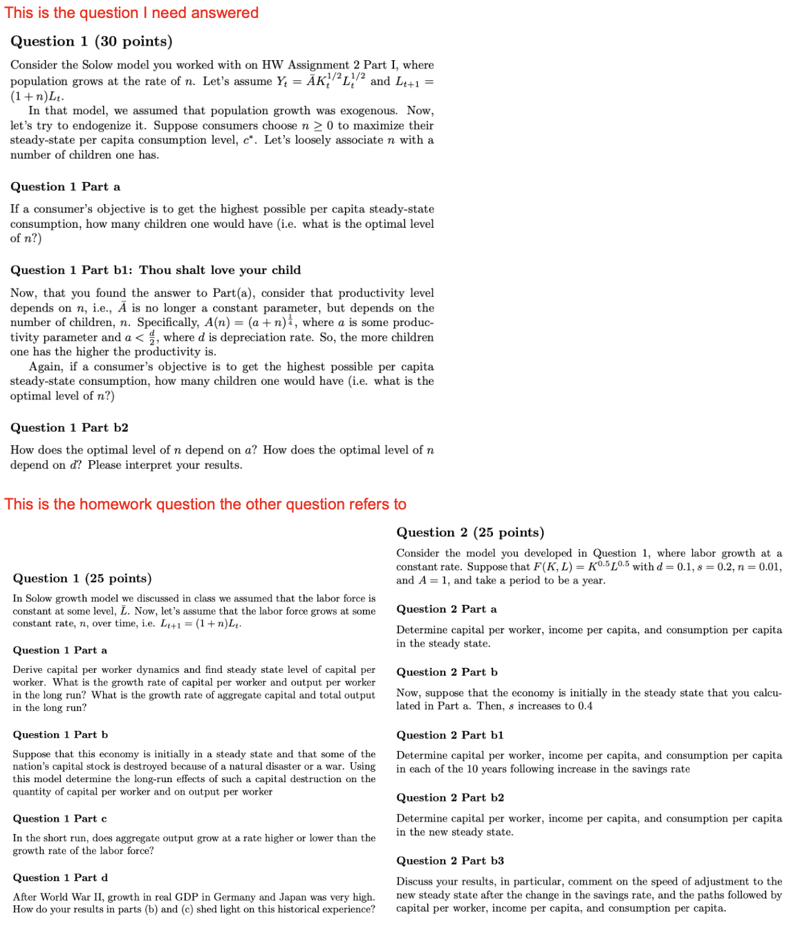 Solved Question 1 (30 points) Consider the Solow model you | Chegg.com