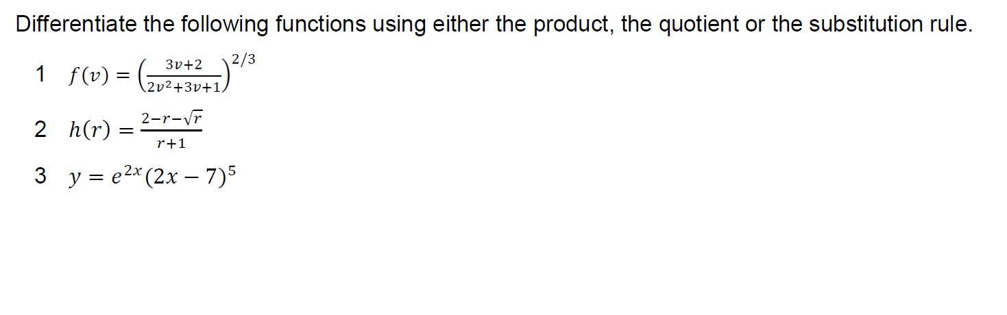 Solved Differentiate the following functions using either | Chegg.com