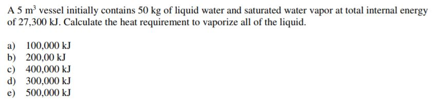 Solved A 5 m3 vessel initially contains 50 kg of liquid | Chegg.com