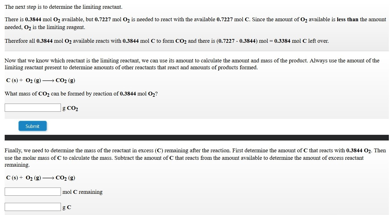 Solved The next step is to determine the limiting reactant. | Chegg.com