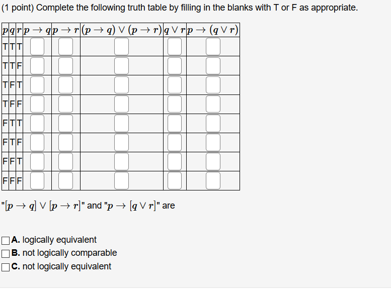 Solved 1 Point Use Truth Table To Verify The Distributive 6764
