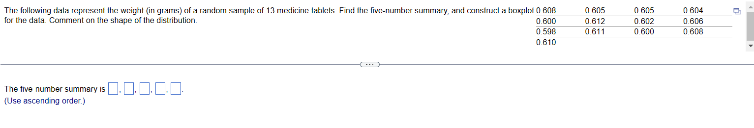 Solved The following data represent the weight (in grams) of | Chegg.com