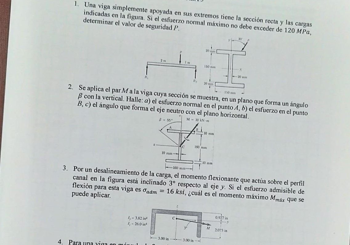 Solved 1. Una viga simplemente apoyada en sus extremos tiene | Chegg.com