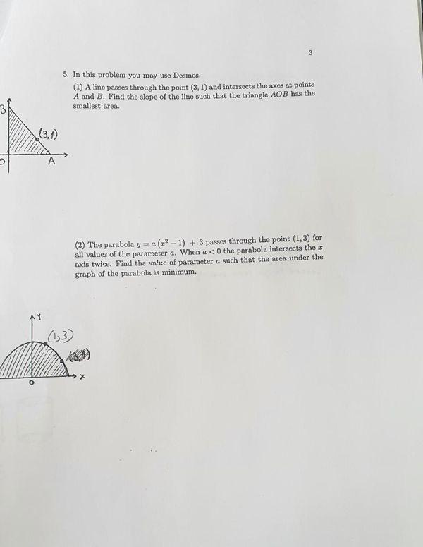 3 5. In this problem you may use Desmos. (1) A line | Chegg.com