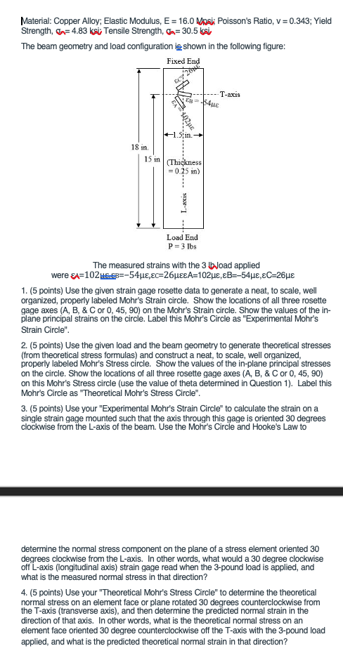 Material: Copper Alloy; Elastic Modulus, E = 16.0 | Chegg.com