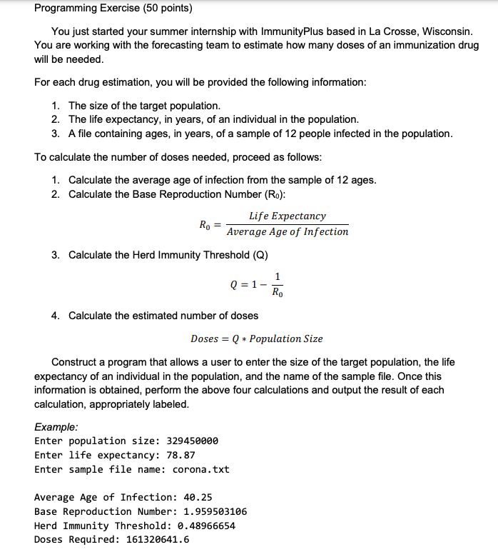 Solved Programming Exercise (50 points) You just started | Chegg.com