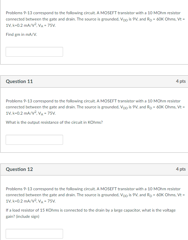 Solved Problems 9-13 correspond to the following circuit. A | Chegg.com