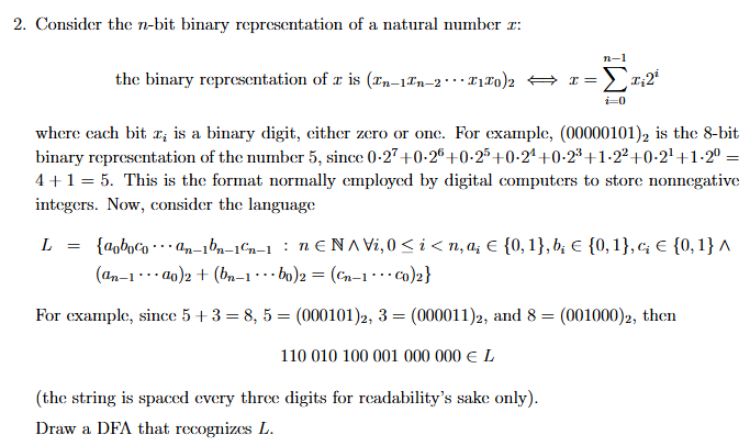 Solved Consider the n-bit binary representation of ﻿a | Chegg.com