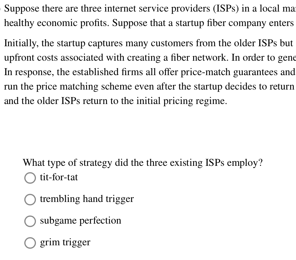 Solved Suppose there are three internet service providers | Chegg.com