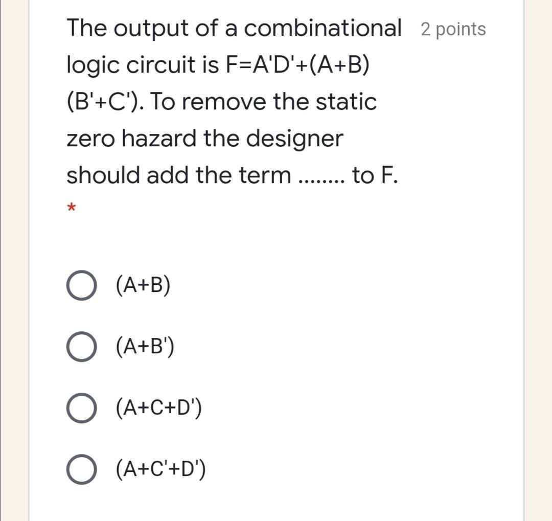 Solved The output of a combinational 2 points logic circuit | Chegg.com