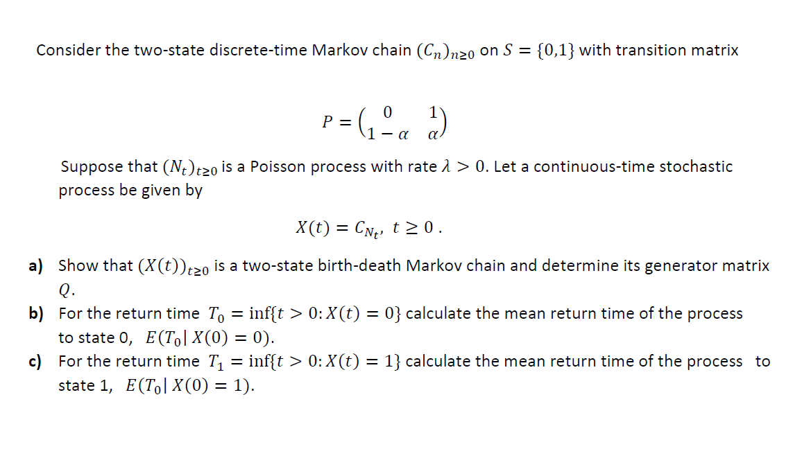 Consider the two-state discrete-time Markov chain | Chegg.com