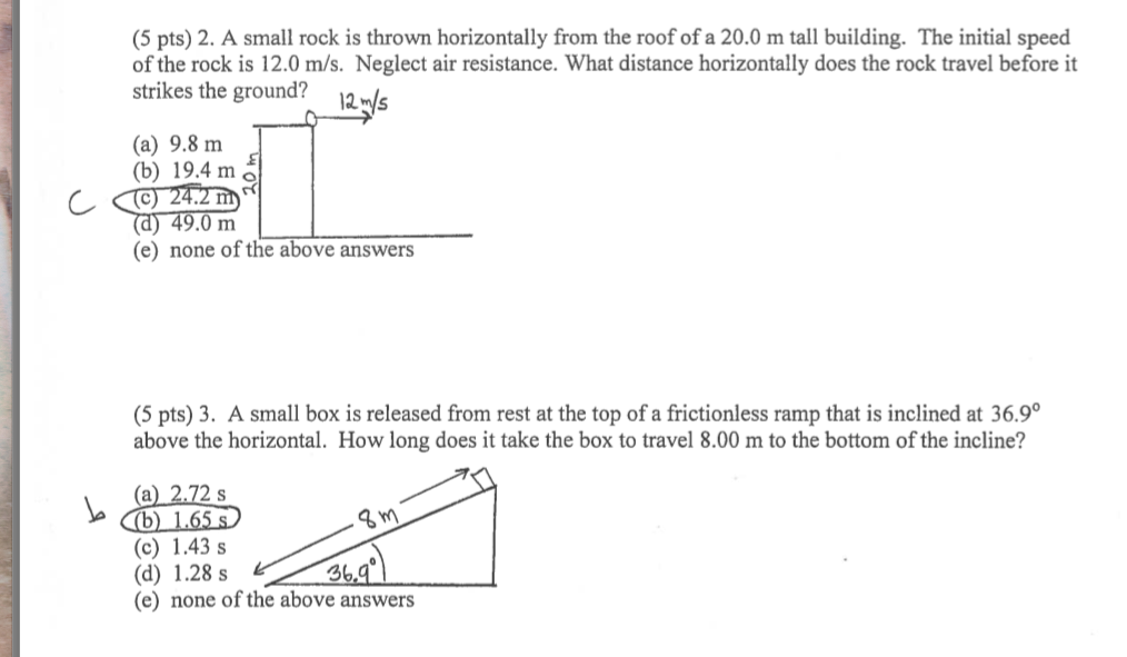 Solved (5 pts) 2. A small rock is thrown horizontally from | Chegg.com