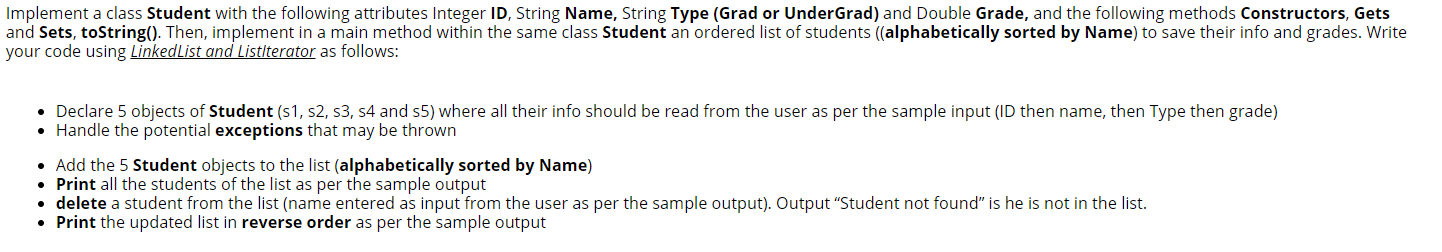 Solved Implement a class Student with the following | Chegg.com