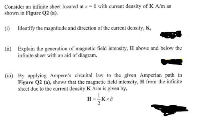Solved Figure Q2 (a) Infinite sheet of currentConsider an | Chegg.com