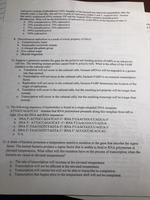 Solved radioactive isotope of phosphorus (32P). Samples of | Chegg.com