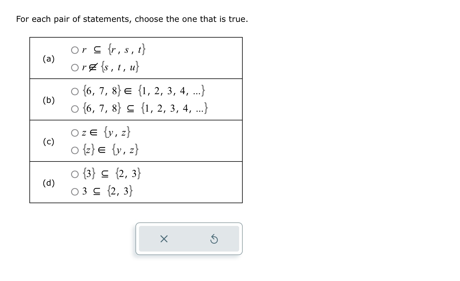 Solved For each pair of statements, choose the one that is | Chegg.com