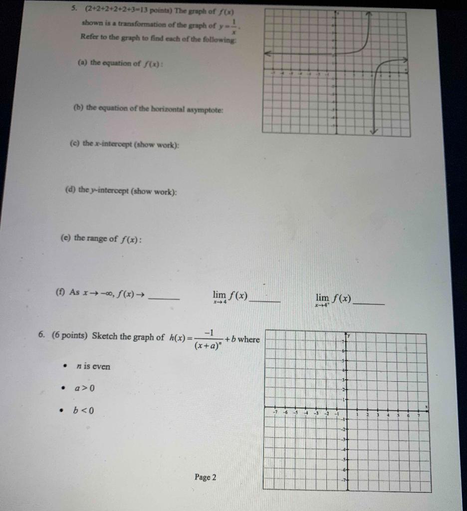 Solved 5. (2+2+2+2+2+3-13 points) The graph of (*) shown is | Chegg.com